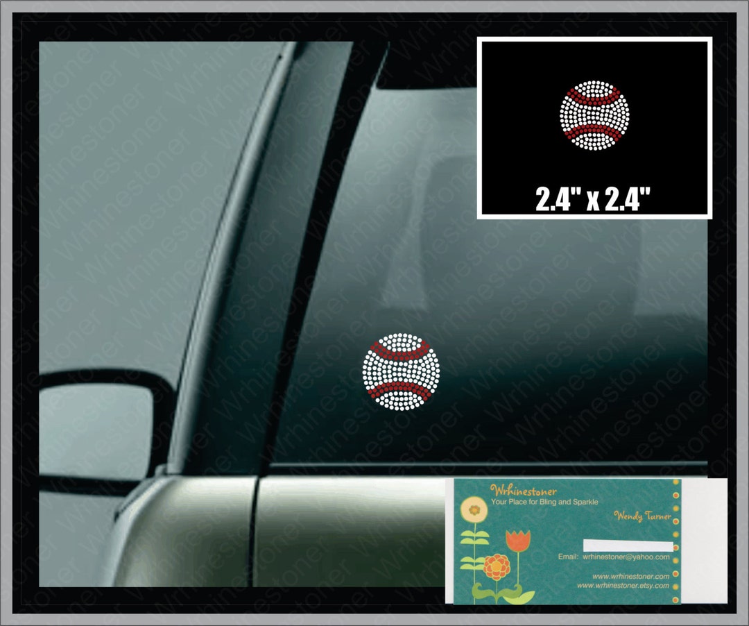 Rhinestone Mini Sport Balls Car Decal; Softball; Baseball; Basketball ...