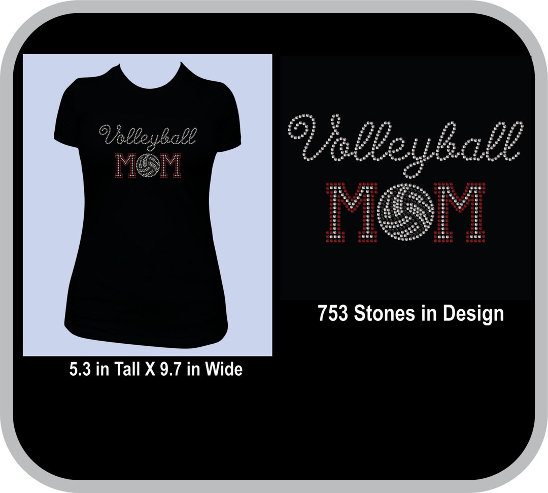 Volleyball Mom Rhinestone Shirt for Women; Rhinestone Volleyball ...
