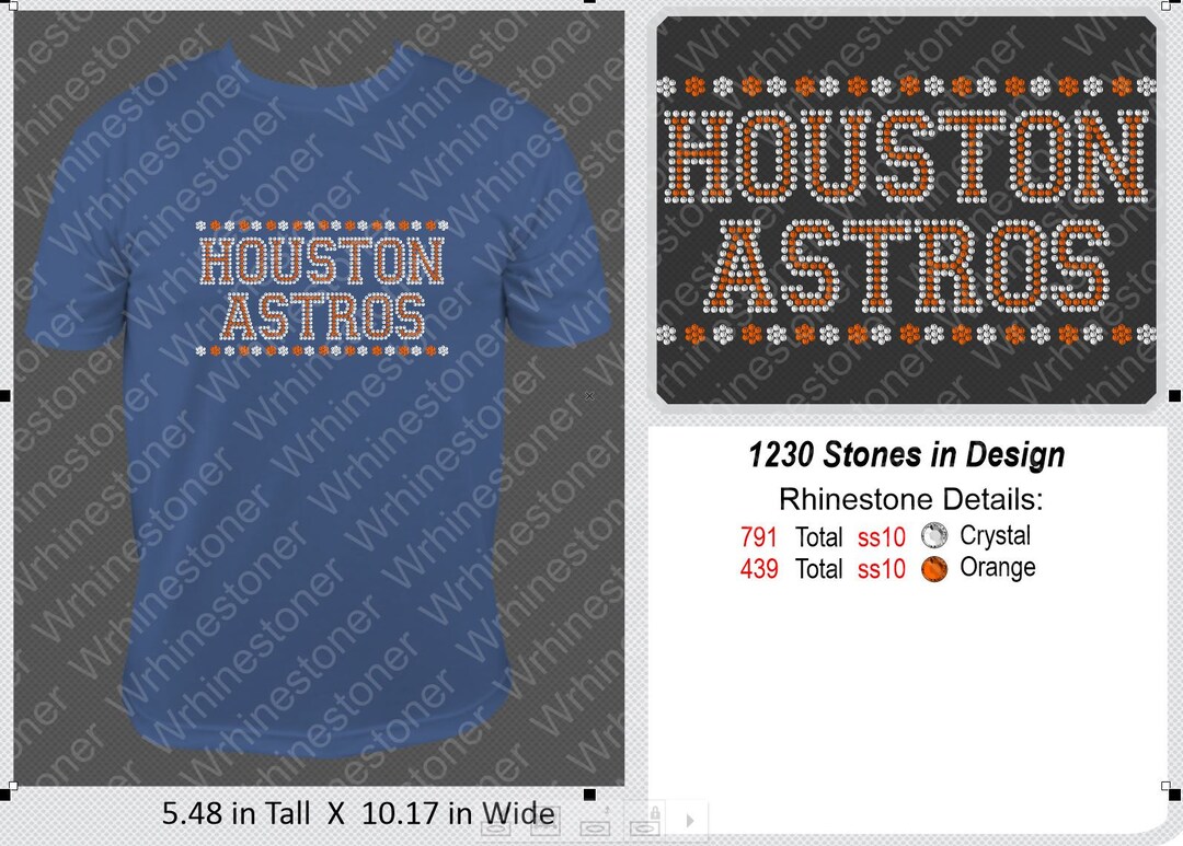 Astros Inspired Rhinestone Shirt for Women; Baseball Shirt; Rhinestone ...
