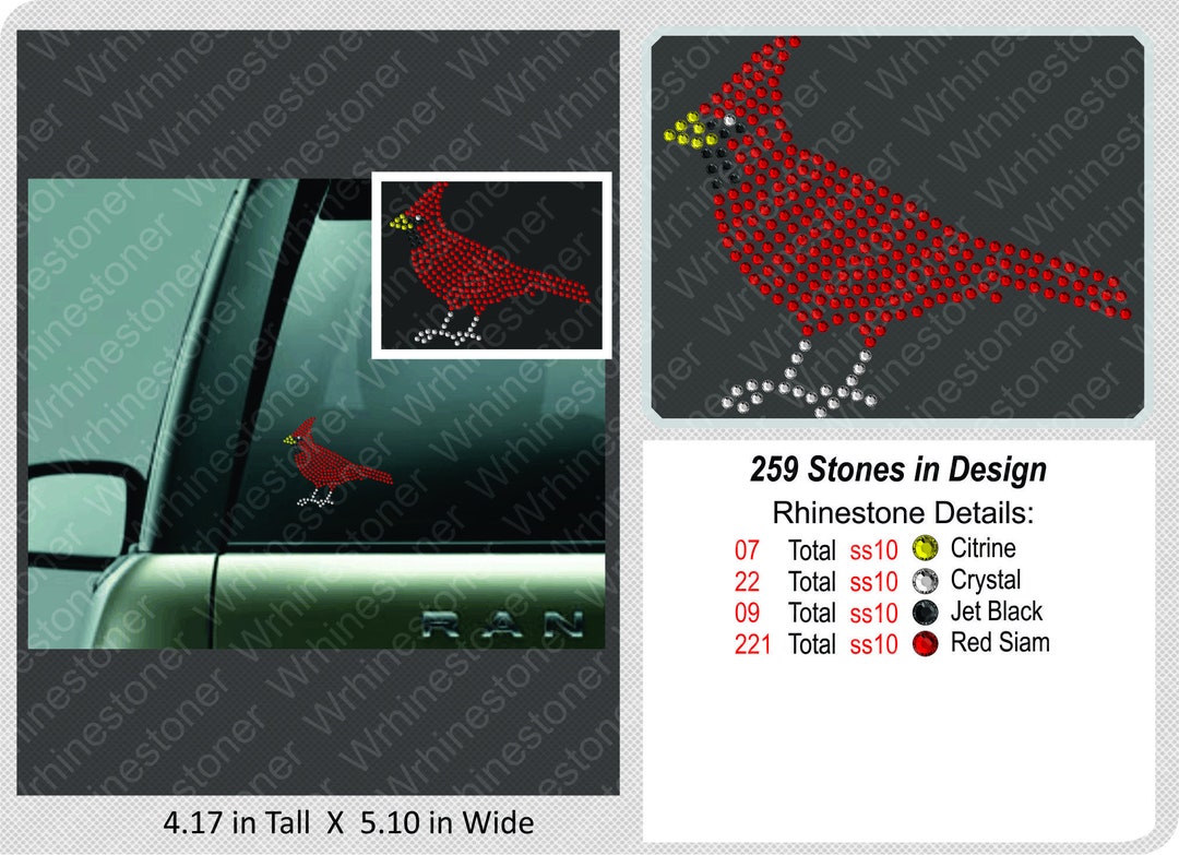 Cardinal Rhinestone Car Decal: Auto Window Sticker - Etsy