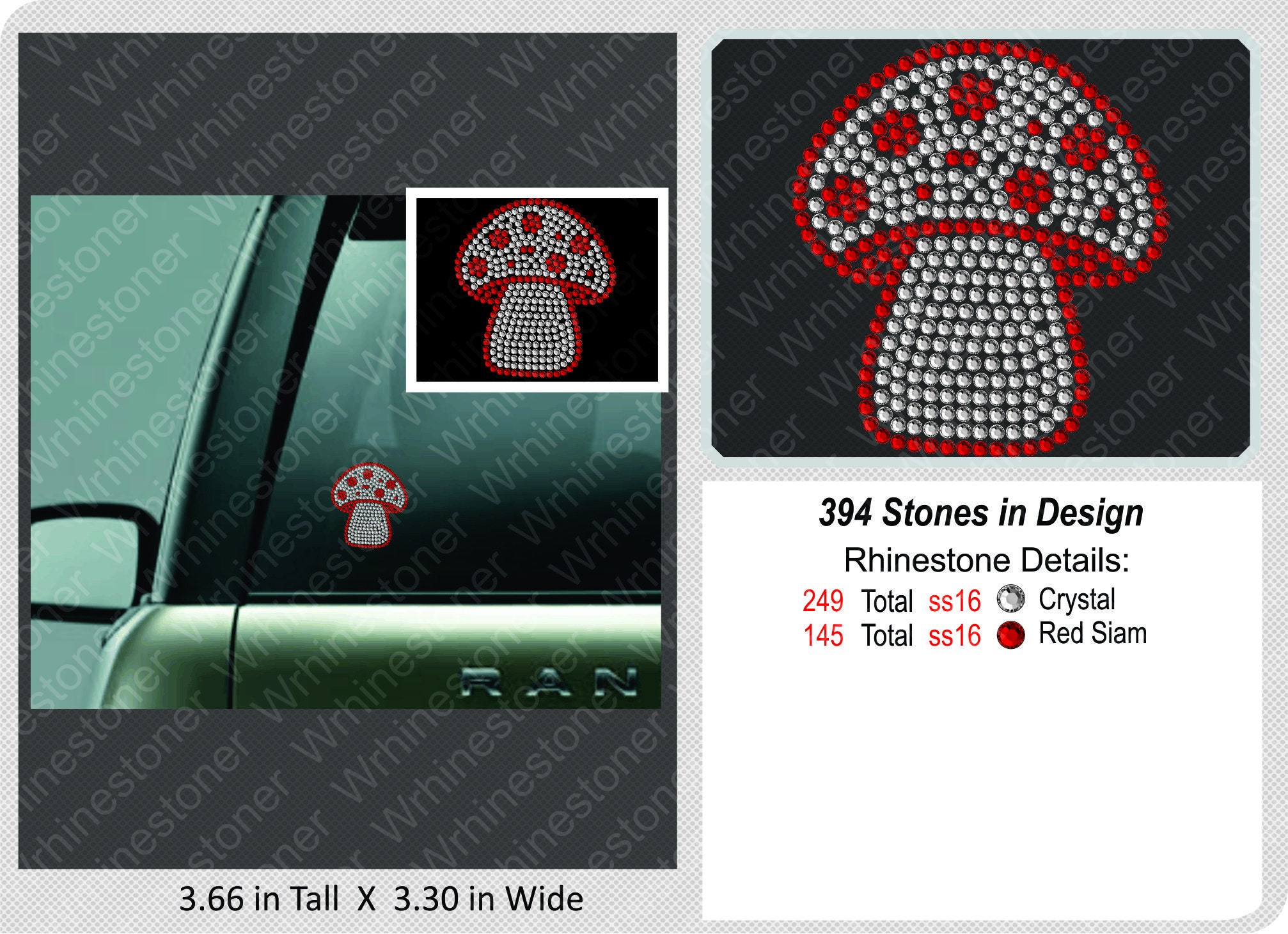 Rhinestone Mushroom Car Decal: Crystal and Colored Sticker - Etsy