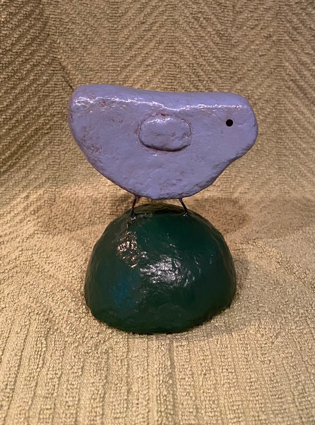 Paper Mache Blue Bird; Paper Mache; Bird on Stand; Papier Mache Bird ...