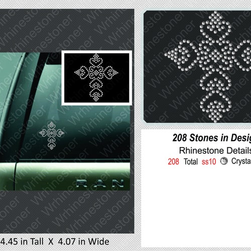 Heart Cross Rhinestone Decal DJ005 - Etsy