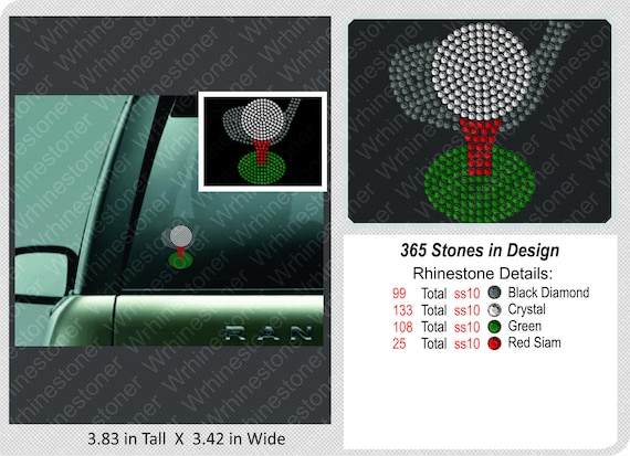 Golf Rhinestone Decal Golf Decal Golf Sticker Rhinestone - Etsy