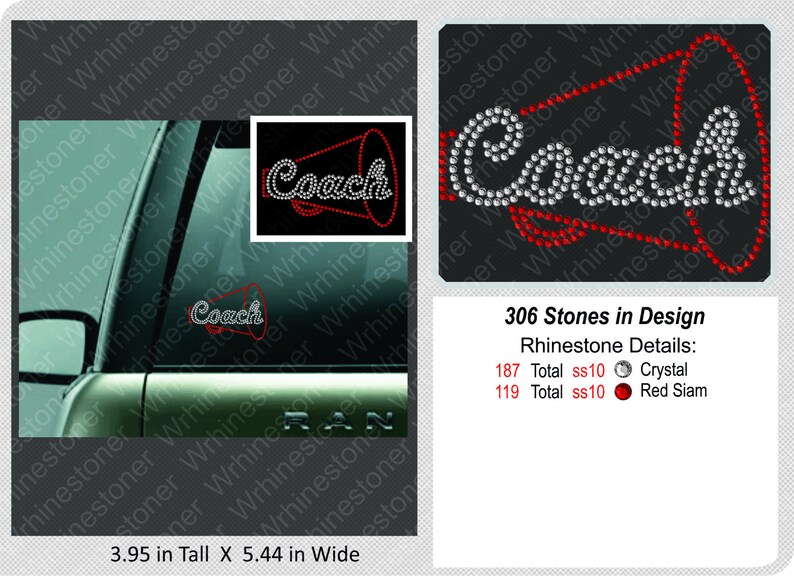 Cheer Coach Rhinestone Decal: Car Window Sticker - Etsy