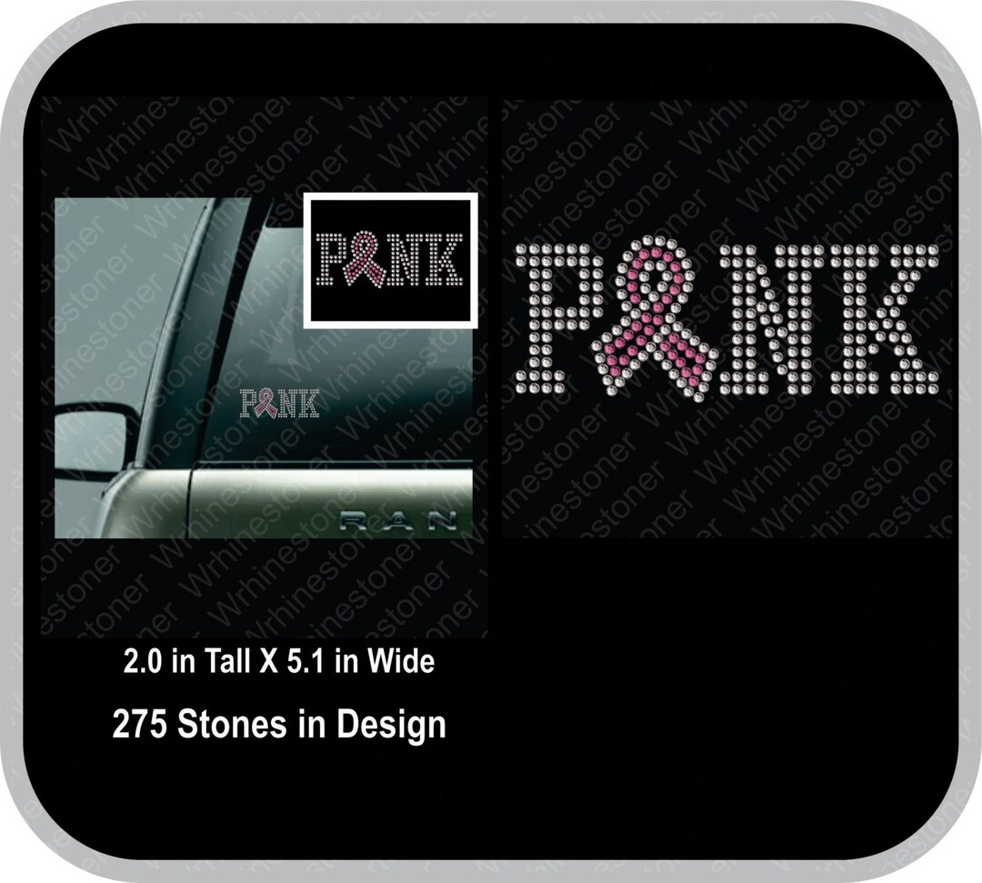 Pink Cancer Awareness Ribbon Rhinestone Car Decal; Awareness Ribbon ...