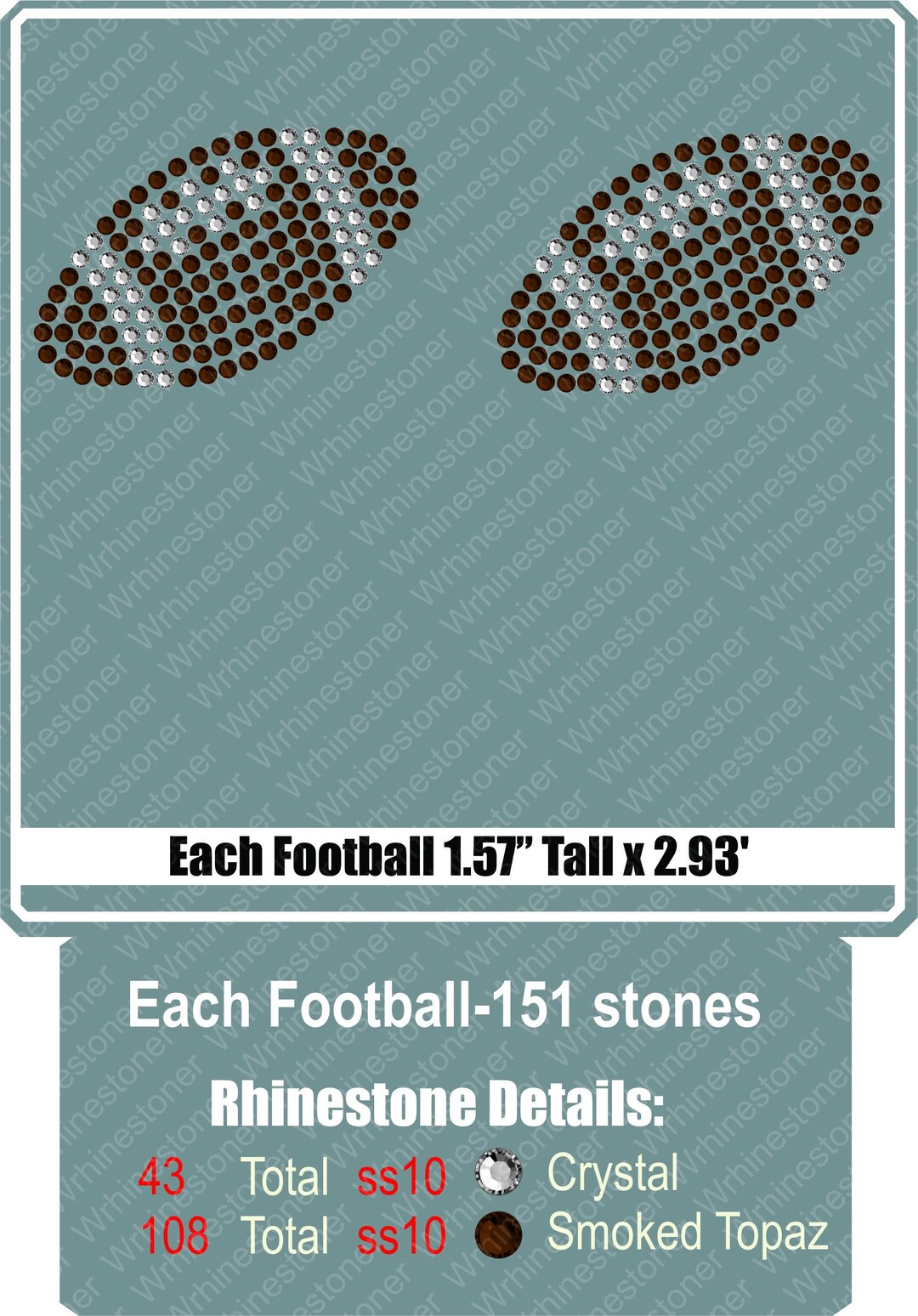 Small Football Rhinestone Decals - Set of 2 - Etsy