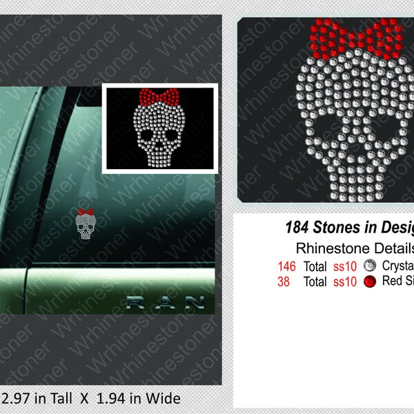 Rhinestone Skull Decal - Etsy