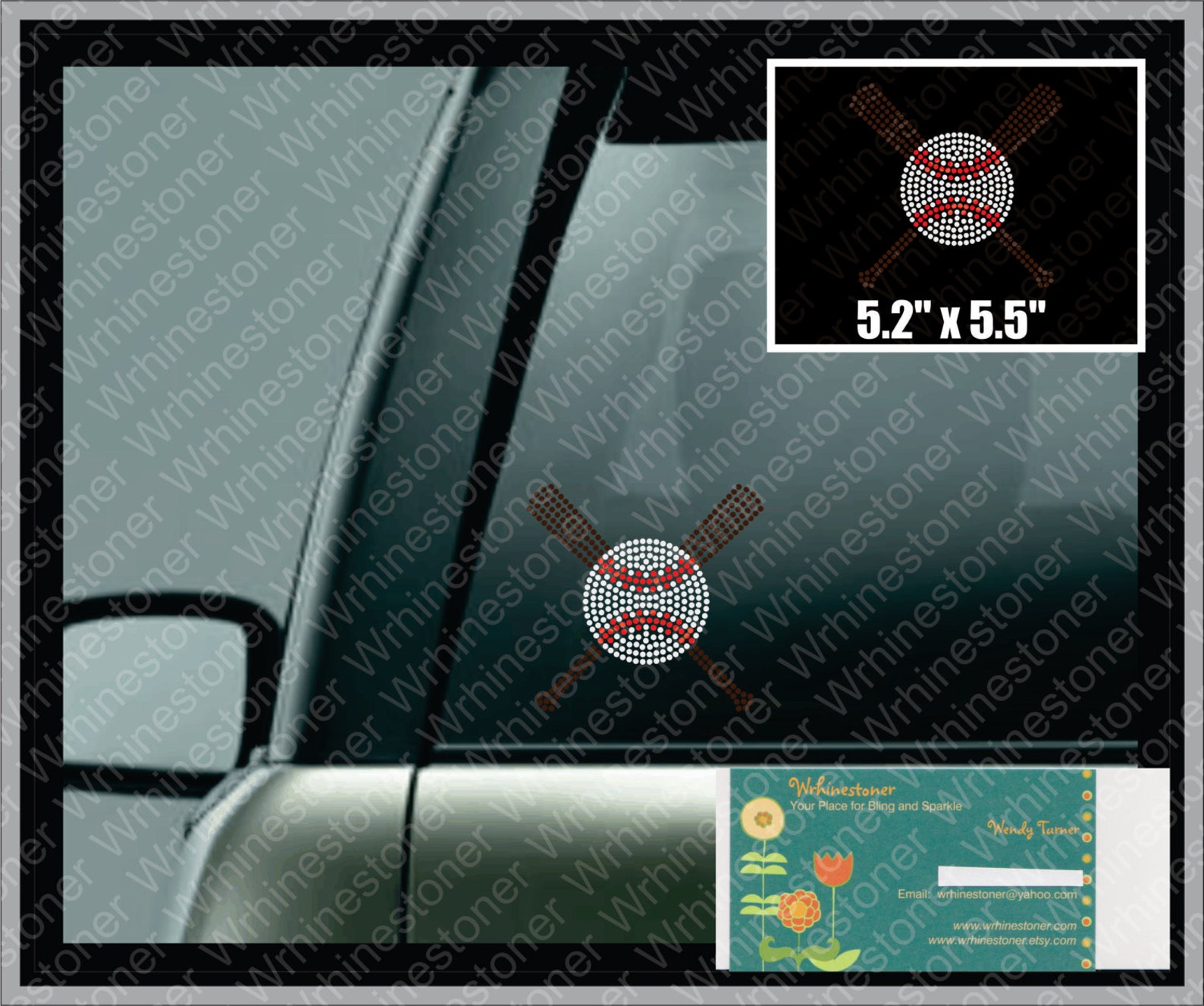 Rhinestone Baseball With Bats Car Decal - Etsy
