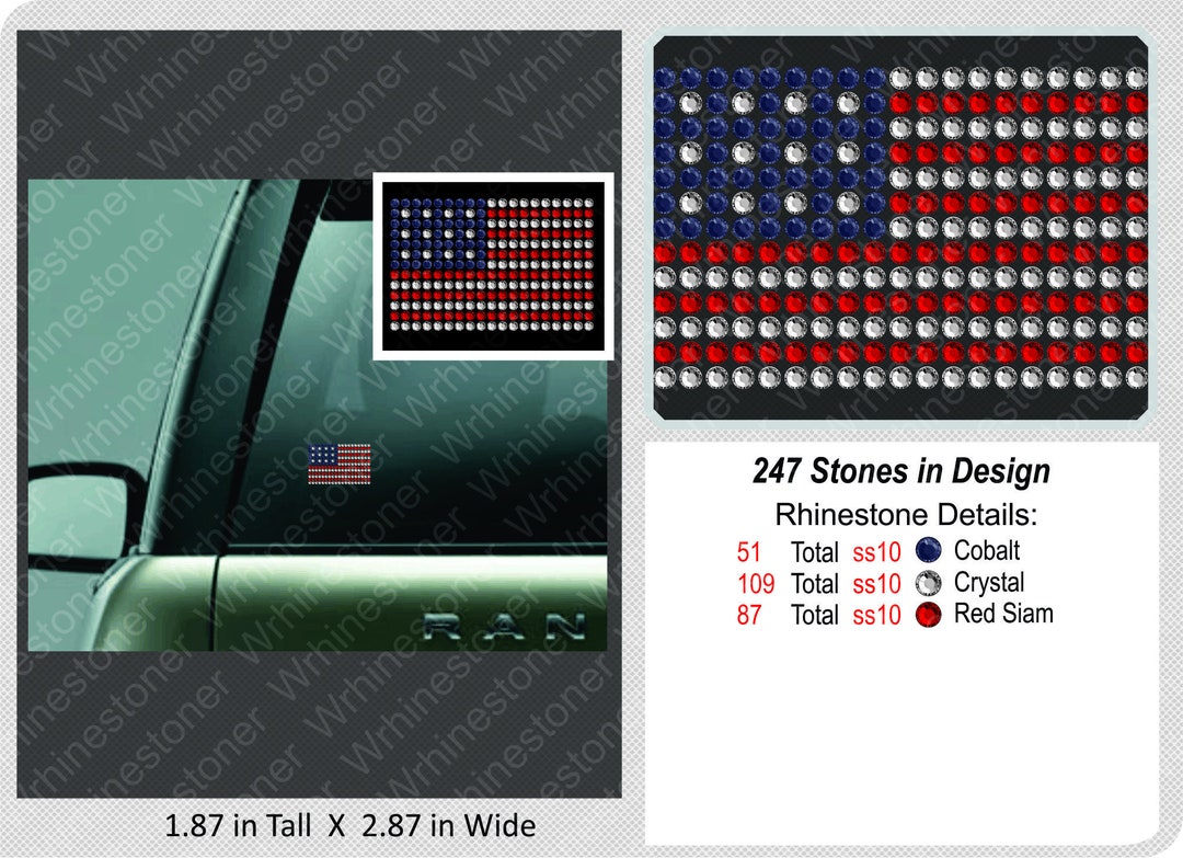 Mini Flag Rhinestone Decal; Flag Decal; Flag Sticker; Tumbler Decal ...