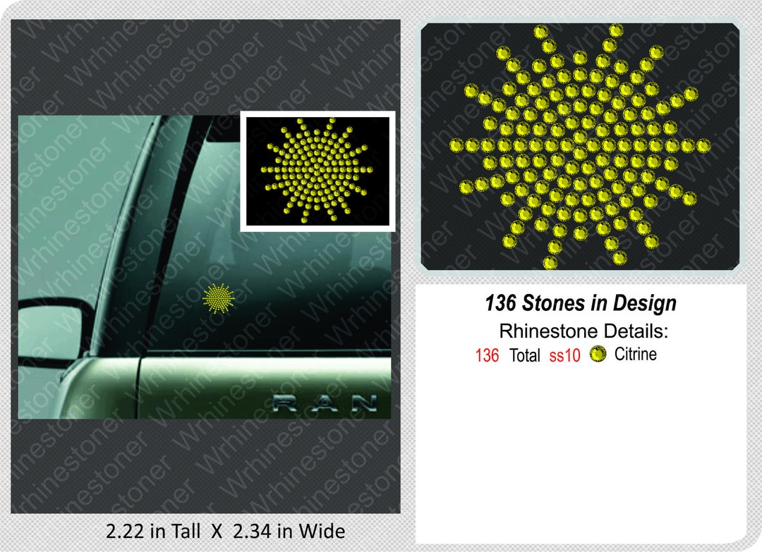 Sun Rhinestone Car Decal; Sun Decal; Sun Sticker; Rhinestone Sun ...