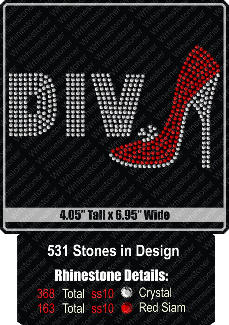 Instant Download Rhinestone SVG File Diva With High Heel Diva - Etsy