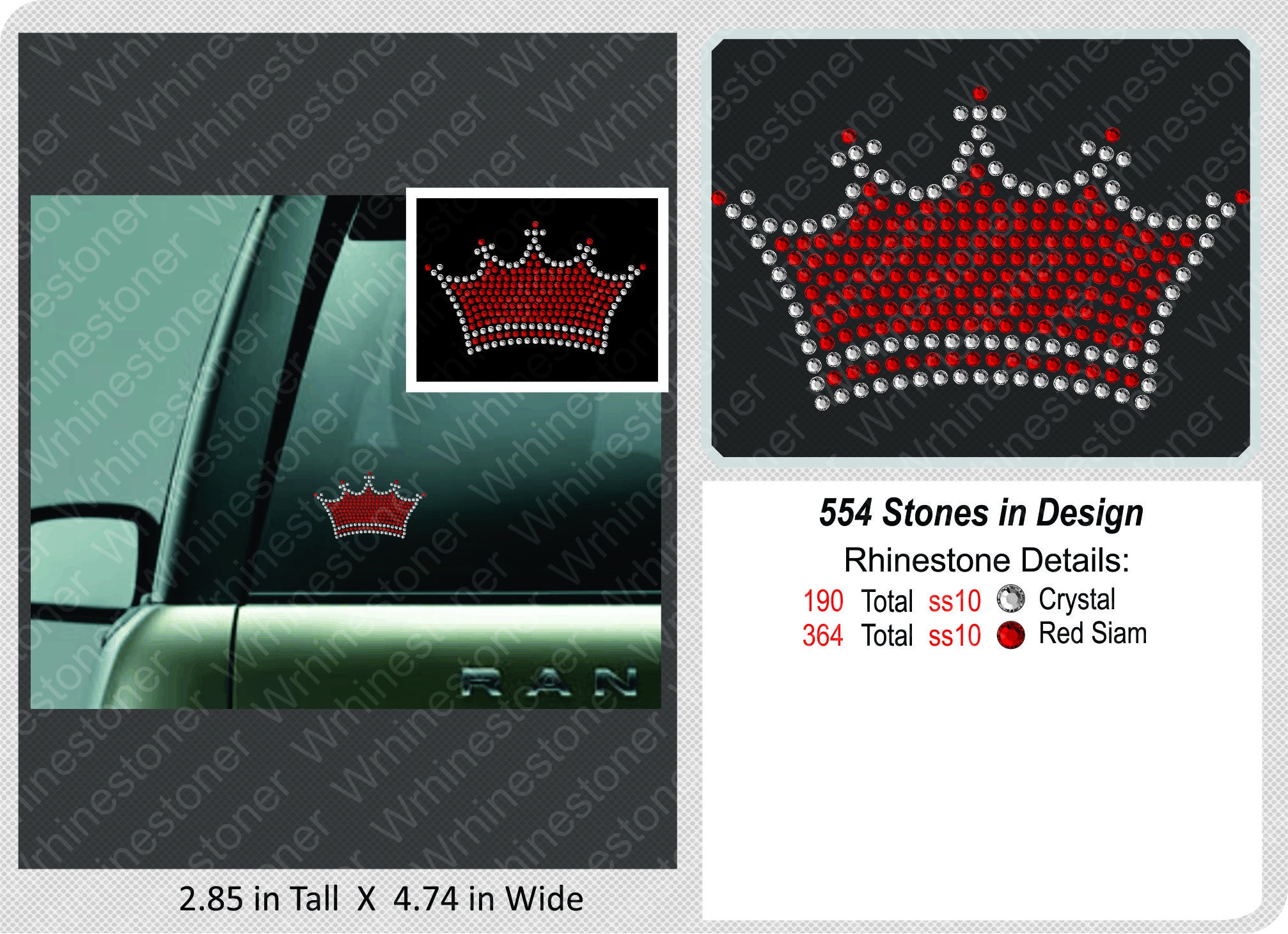 Rhinestone Crown Car Decal: Pink & Clear Crystal Sticker - Etsy