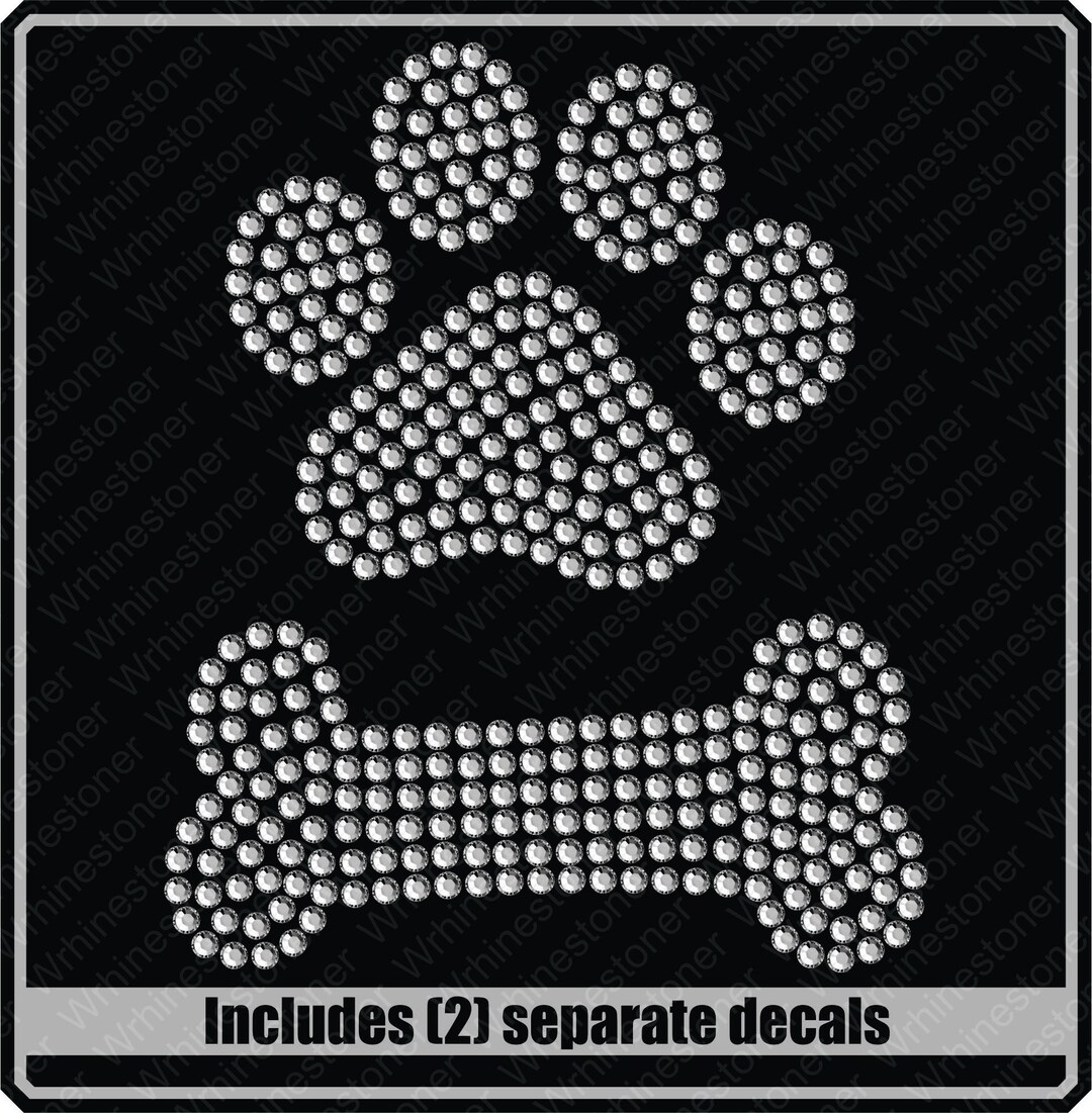 Rhinestone Paw Print & Bone Car Decals (set of 2) - Etsy