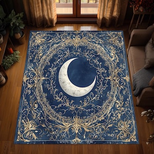 Moon Phase Rug, Celestial Area Rug, Mystic Boho Carpet - Etsy