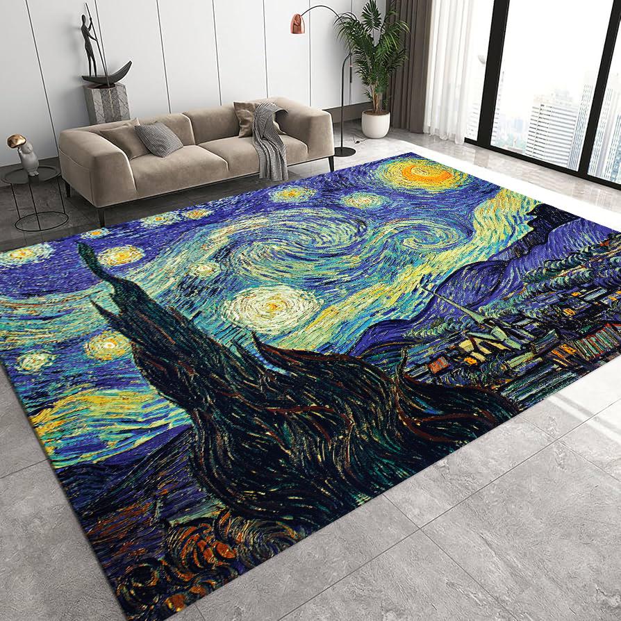 Starry Night Rug Inspired by Van Gogh , A Night With Stars , Living ...