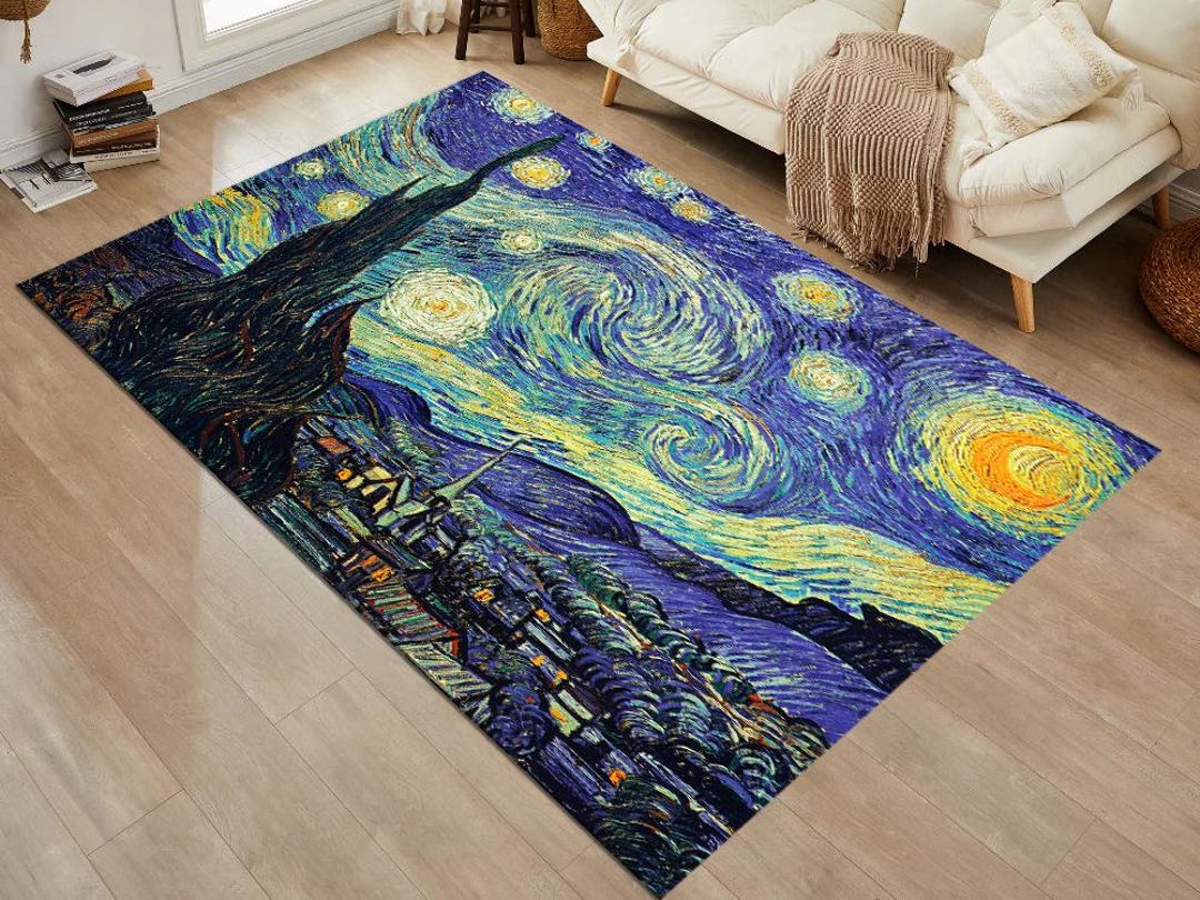 Starry Night Rug Inspired by Van Gogh , A Night With Stars , Living ...