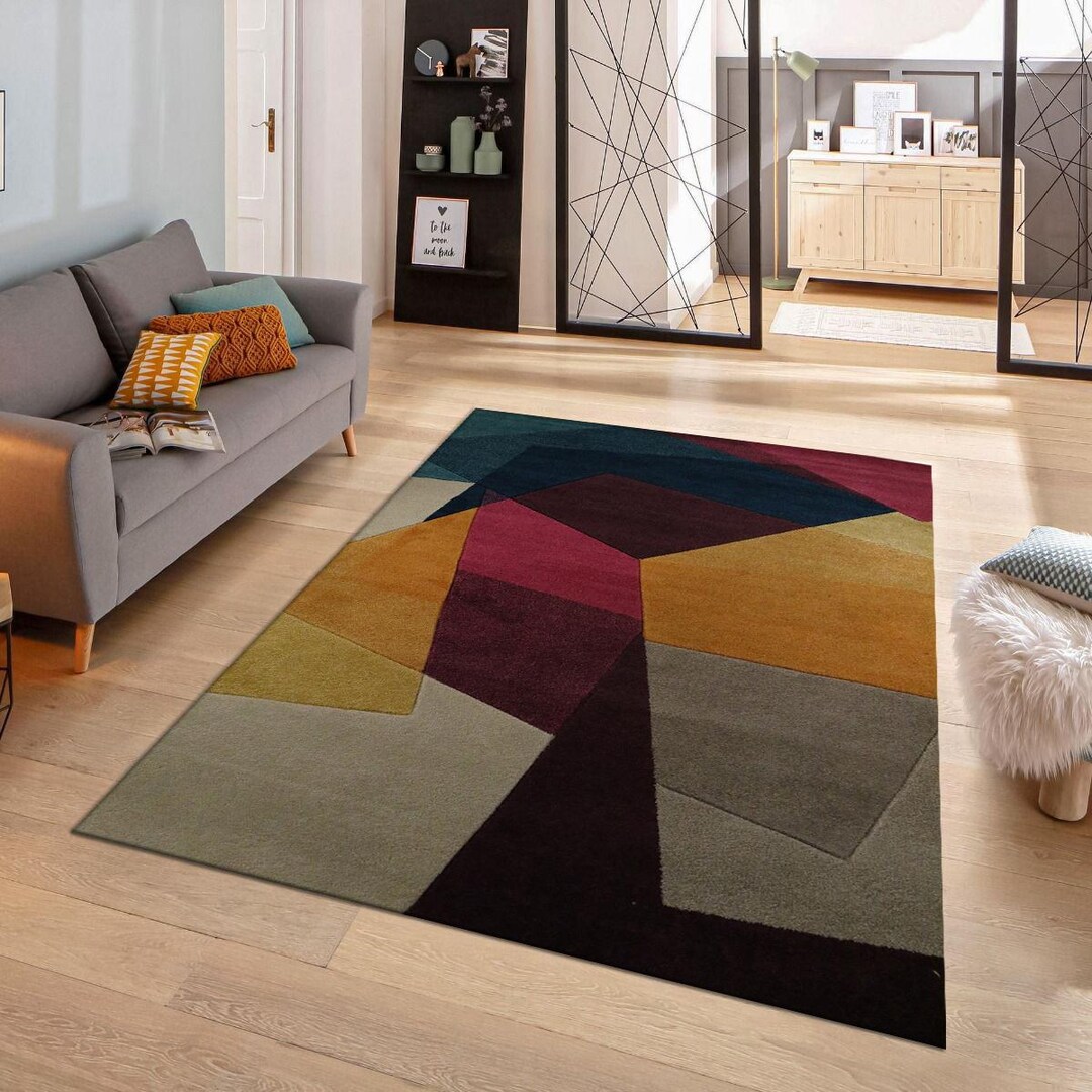 Modern Geometric Rug , Living Room Rug, Area Rug, Washable Rug , Non ...