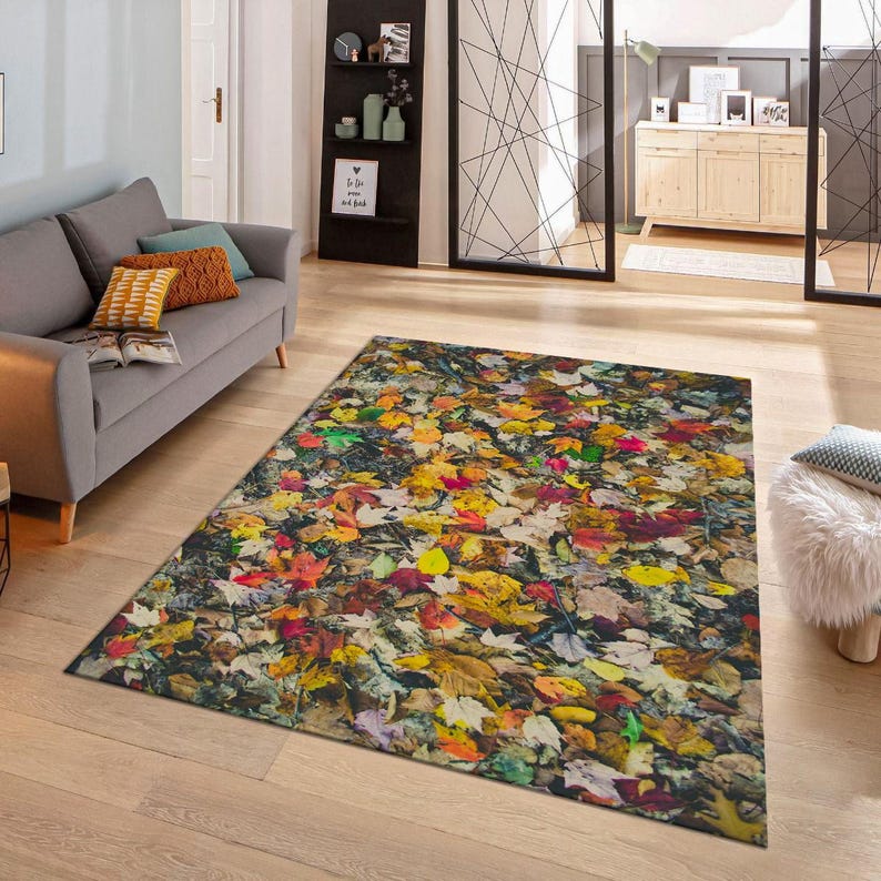 Autumn Leaves Area Rug Cozy Seasonal Accent , Digital Printed Stylish ...
