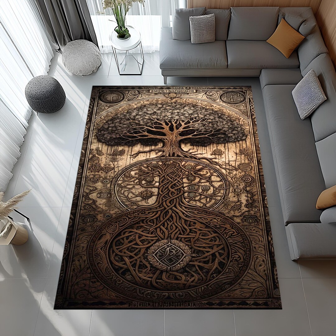 Tree of Life Rug, Living Room Rug, Nordic Mythology Carpet, Sacred ...