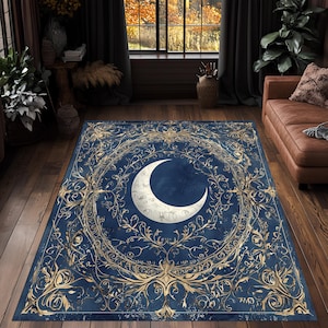 Moon Phase Rug, Celestial Area Rug, Mystic Boho Carpet - Etsy