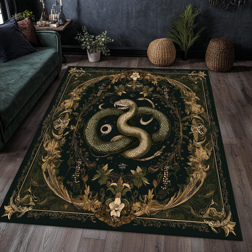Snake Area Rug, Mystical Serpent Design Rug, Living Room Rug, Area Rug ...