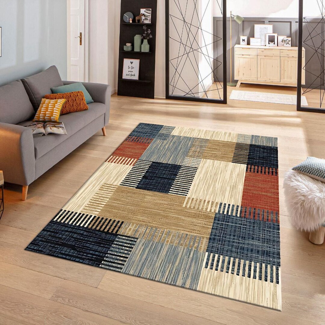 Modern Geometric Rug , Living Room Rug, Area Rug, Washable Rug, Non ...