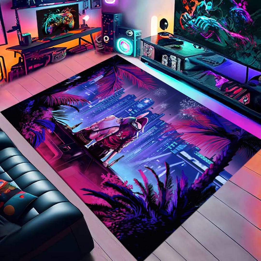 Cyberpunk Rug , Gaming Room , Lıvıng Room Rug , Area Rug , Fantasy Rug ...
