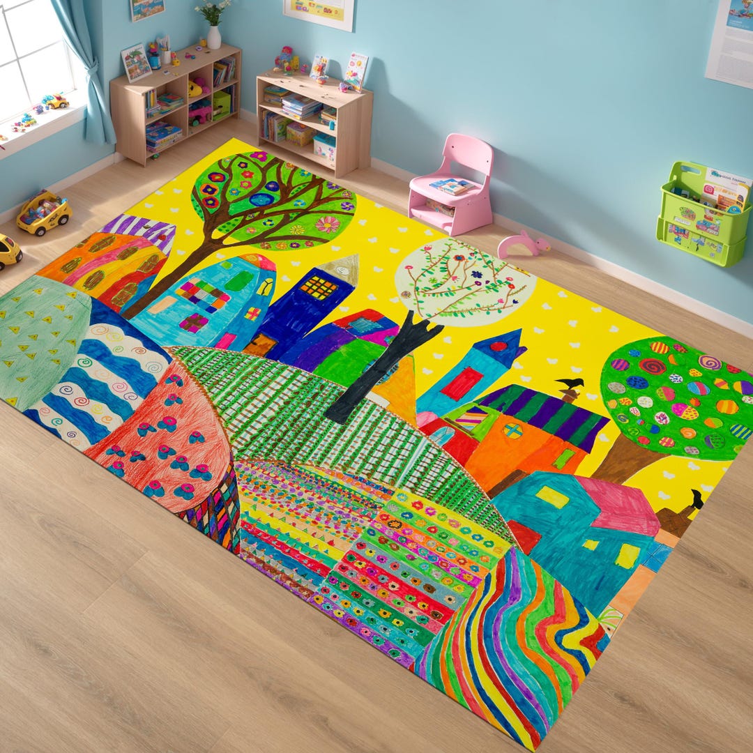 Colorful Kids Rug, Playroom Area Rug, Vibrant Learning Carpet ...