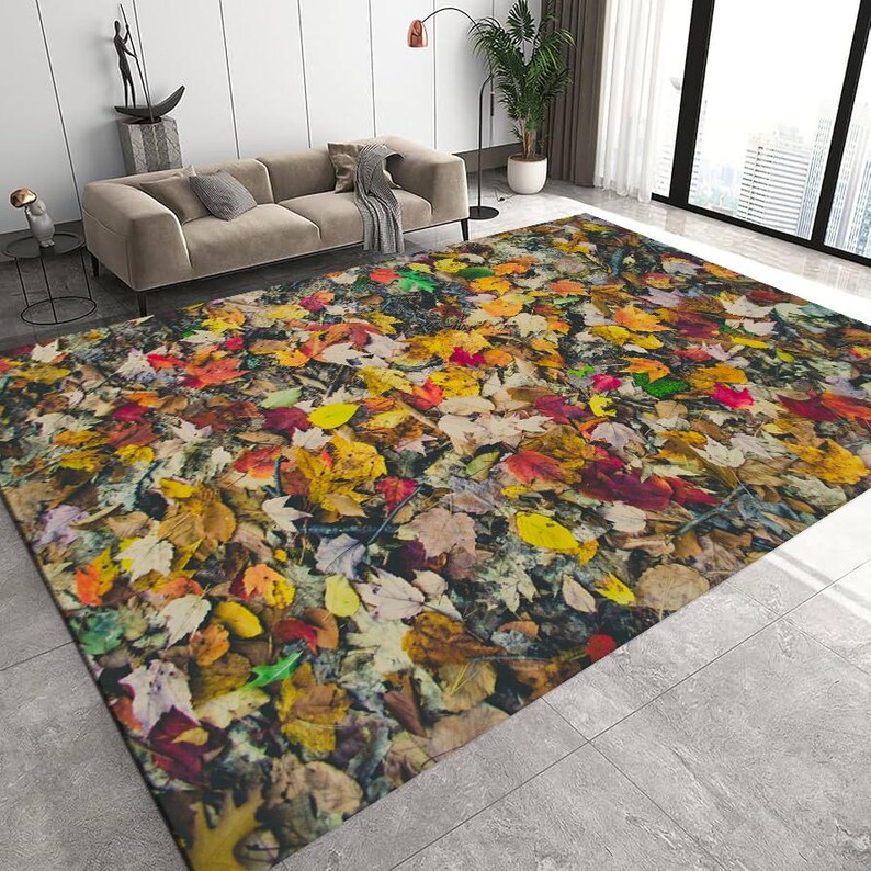 Autumn Leaves Area Rug Cozy Seasonal Accent , Digital Printed Stylish ...