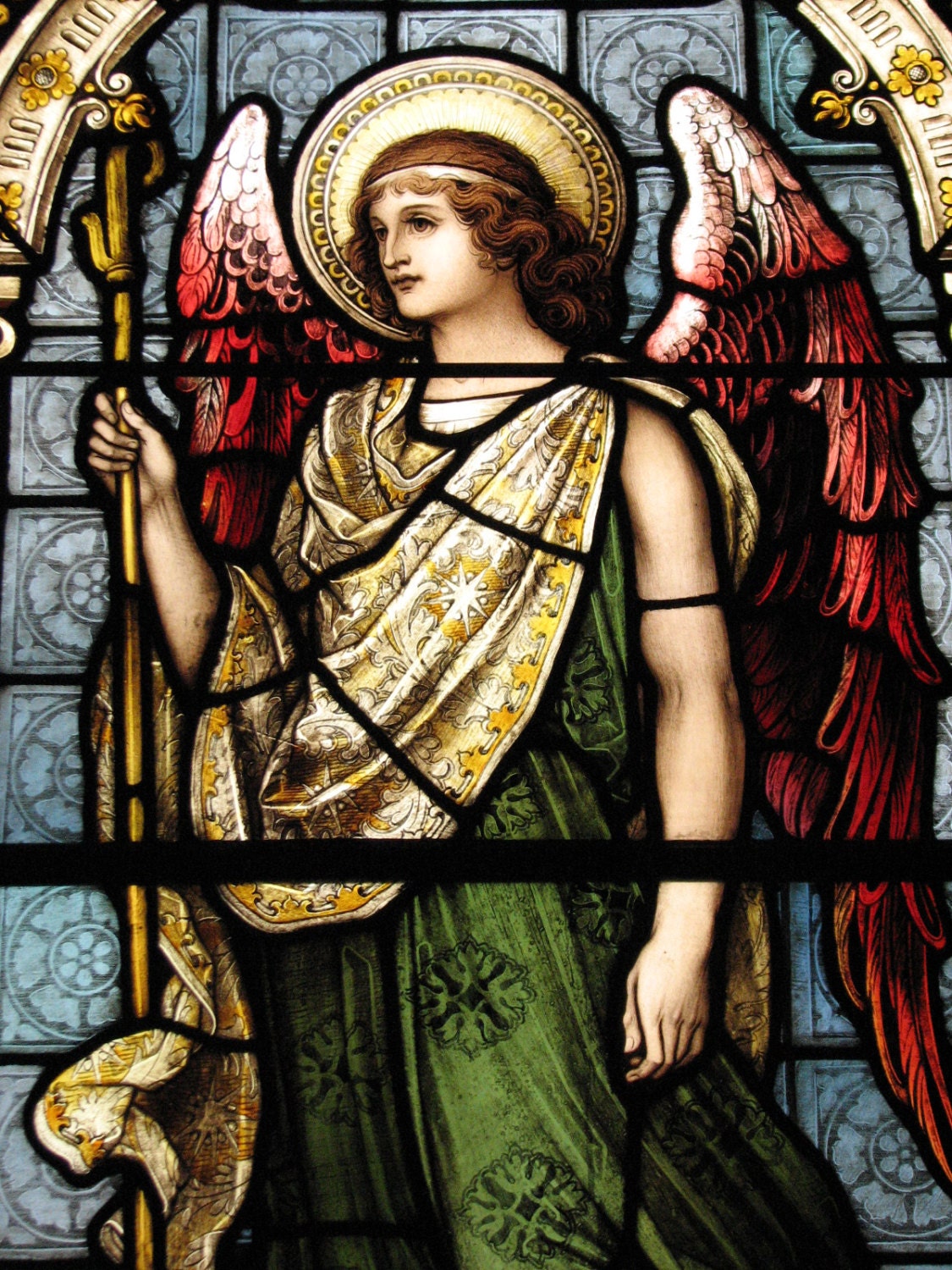 Red Winged Angel Fine Art Canvas Print of Stained Glass Window - Etsy