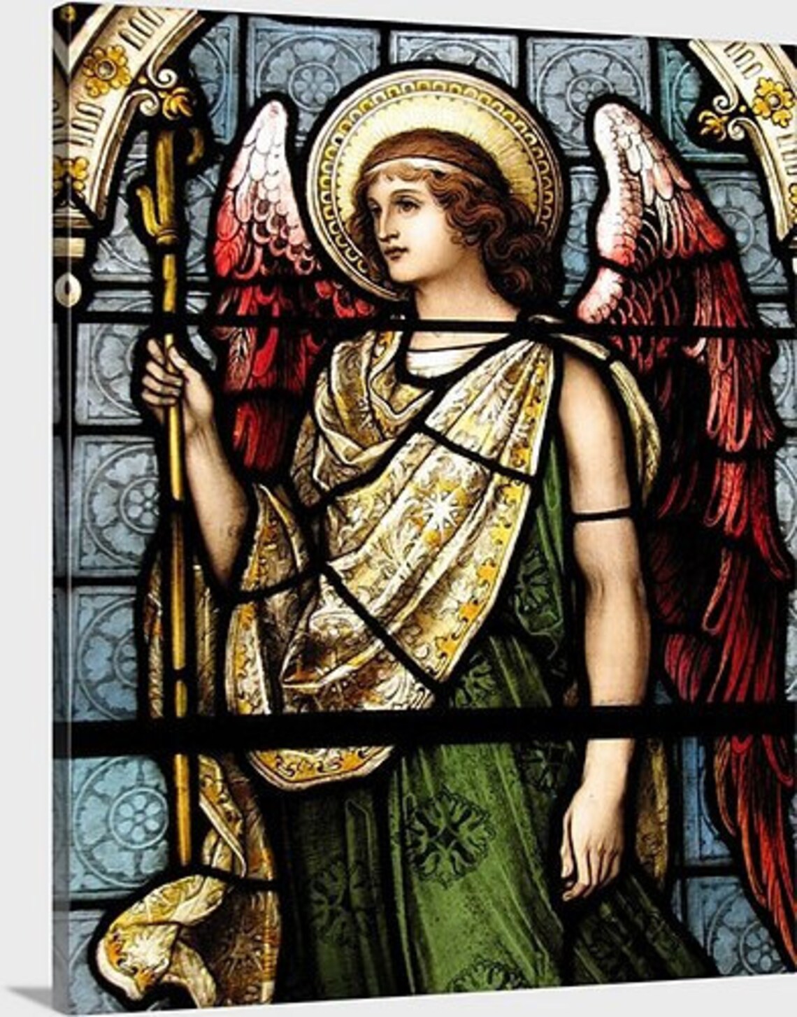 Red Winged Angel Fine Art Canvas Print of Stained Glass Window - Etsy