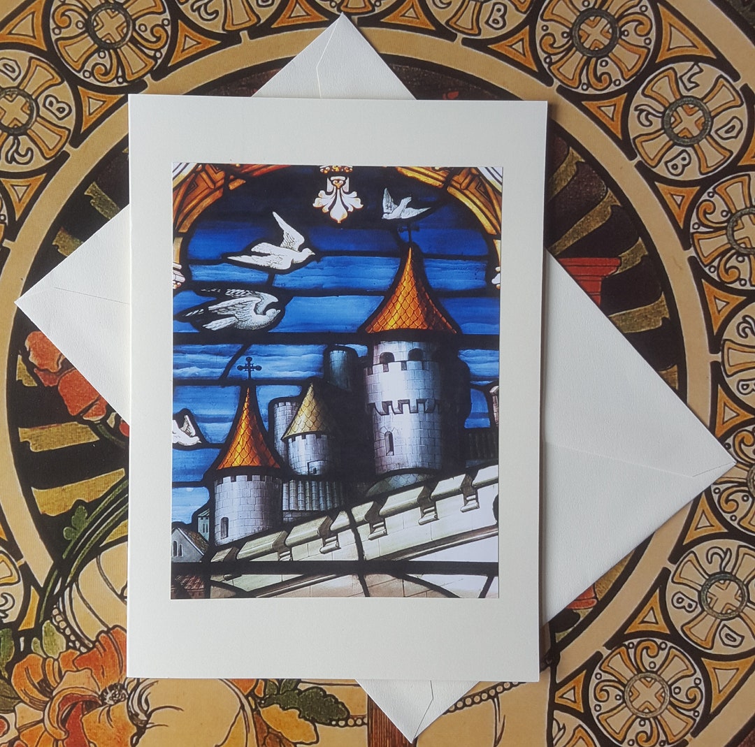 White Doves Over the Castle Fine Art Note Card of Antique - Etsy