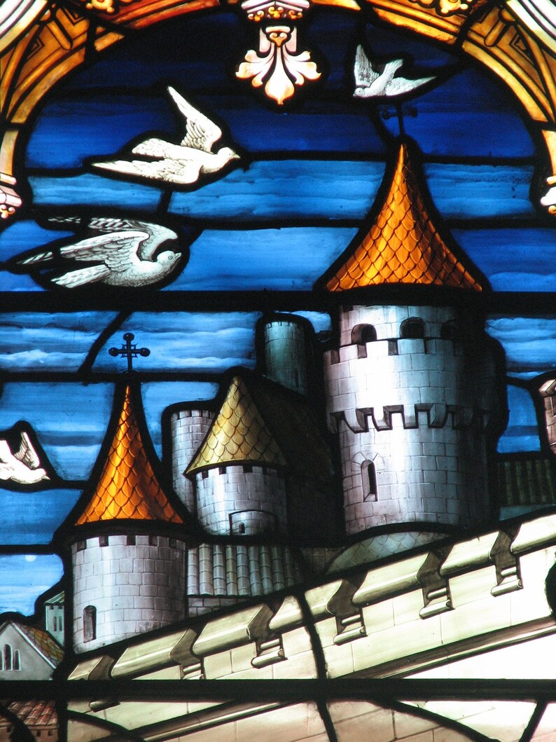 White Doves Over the Castle - Fine Art Photograph of Stained Glass ...