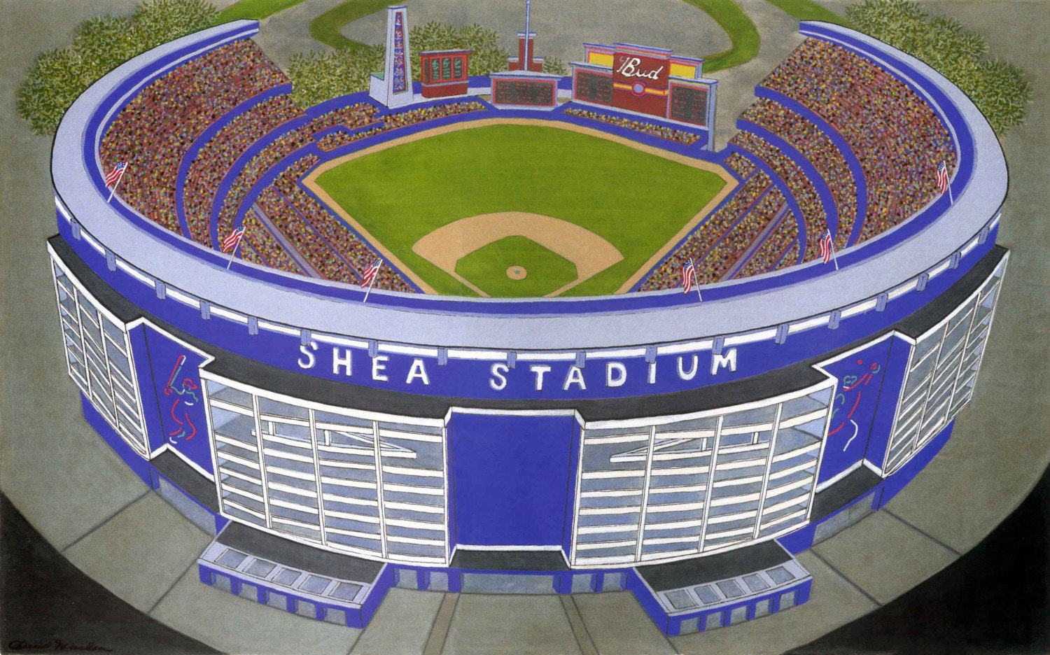 Shea Stadium - Fine Art Print, New York Mets, Baseball, Wall Art, Home ...