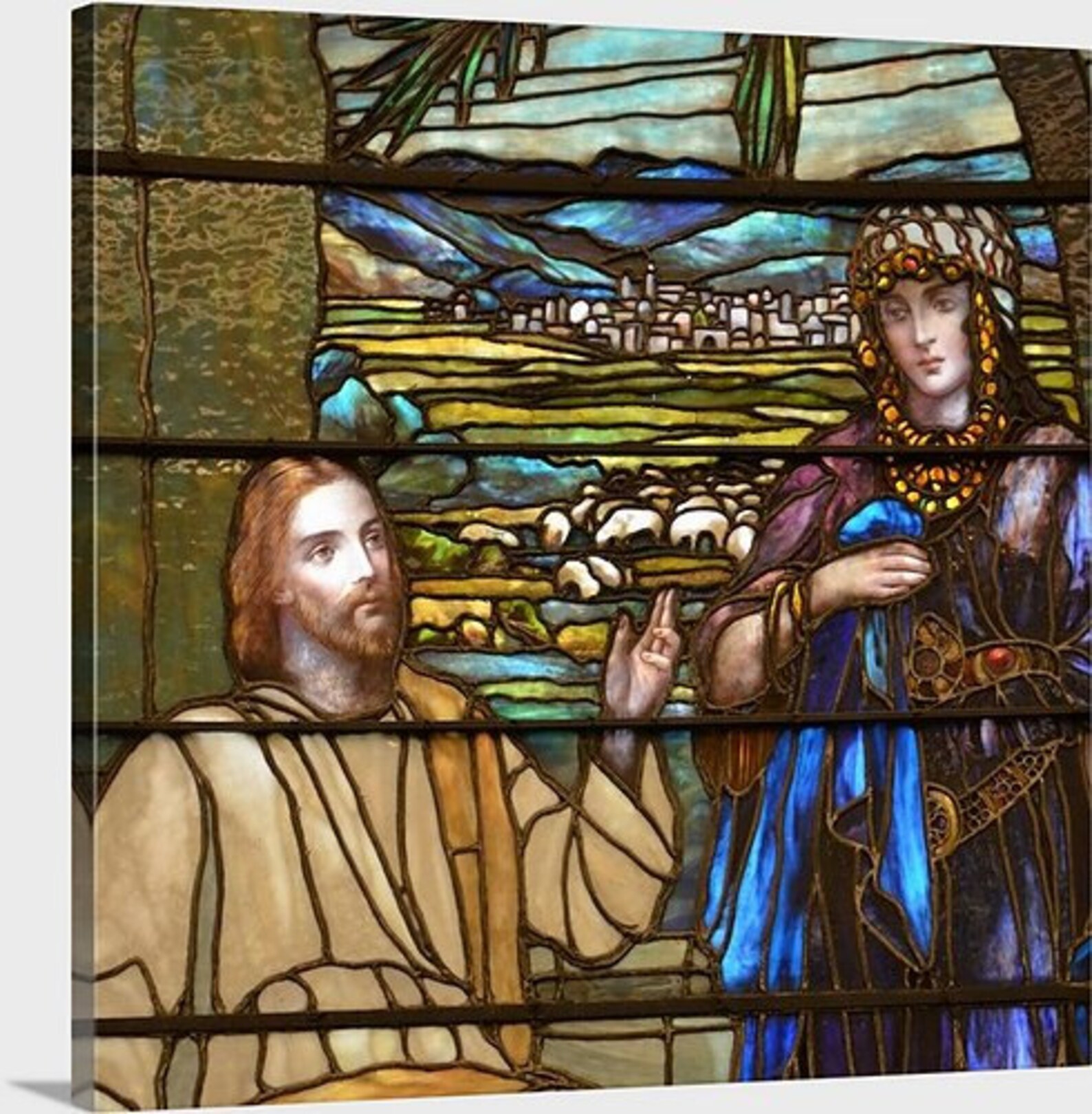 Jesus and Mary Magdalene - Fine Art Canvas Print of Antique Stained ...