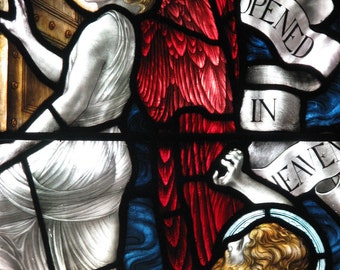 Red Winged Angel Fine Art Canvas Print of Stained Glass | Etsy