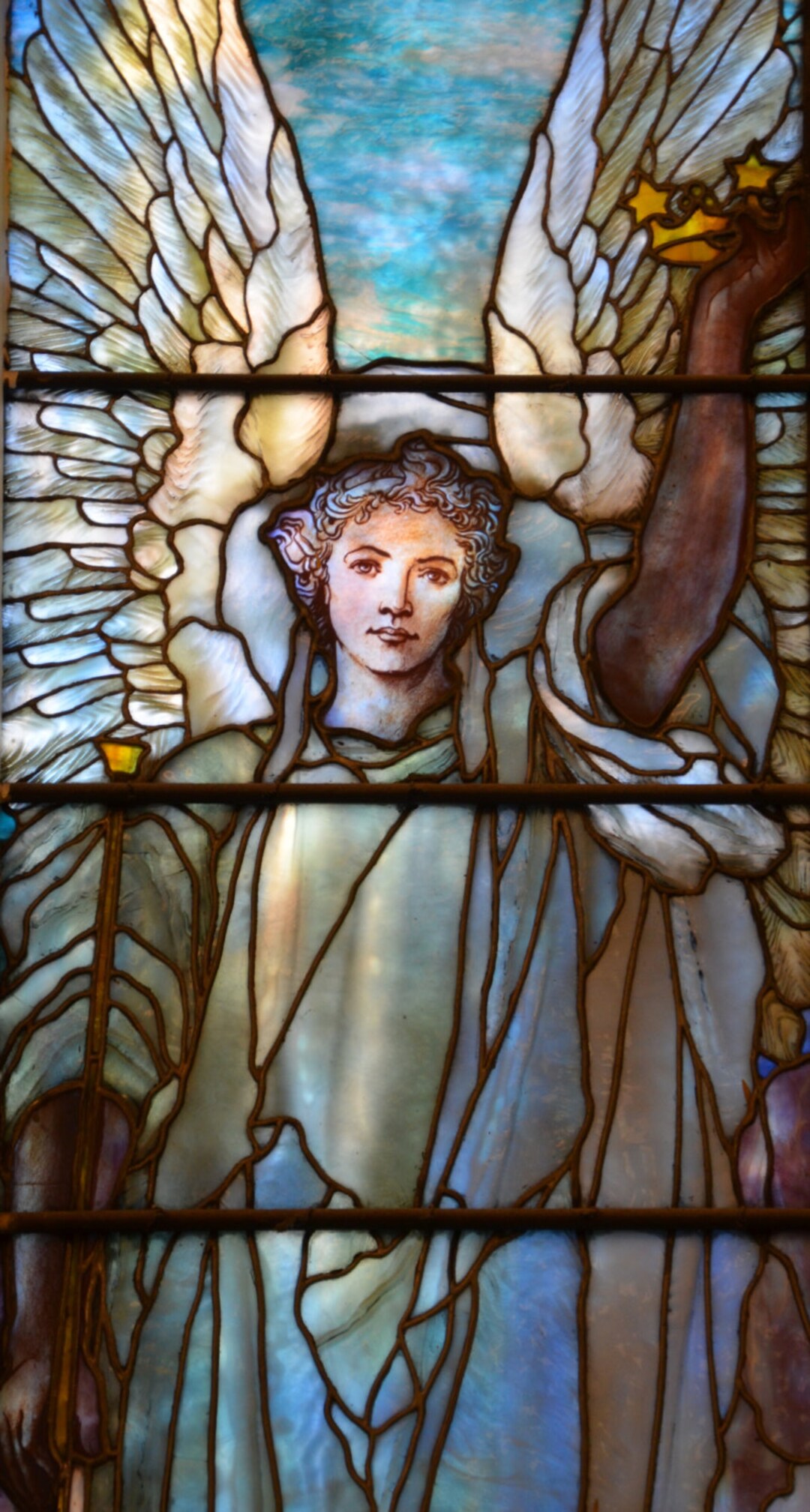Angel Holding Crown - Fine Art Canvas Print of Antique Stained Glass ...