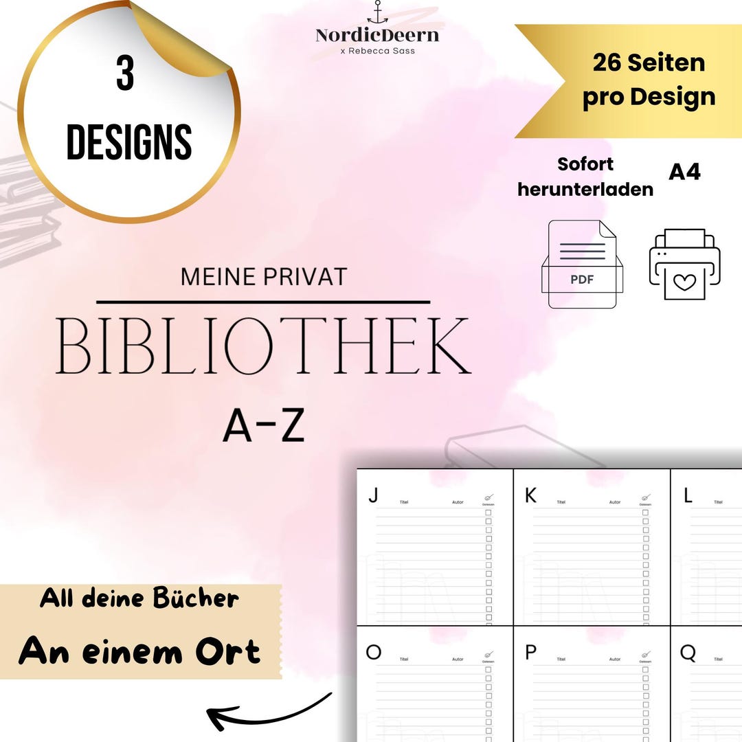 Book Collection Register Template German Books Booklist Bookshelf ...