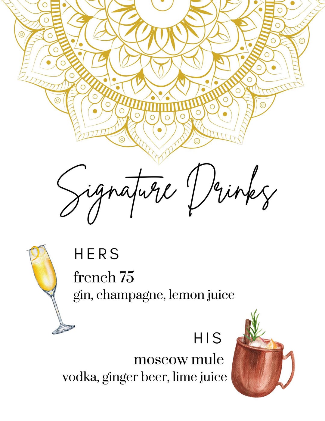 Mandala Signature Cocktail Sign; Indian Wedding Cocktail Hour Sign - Etsy