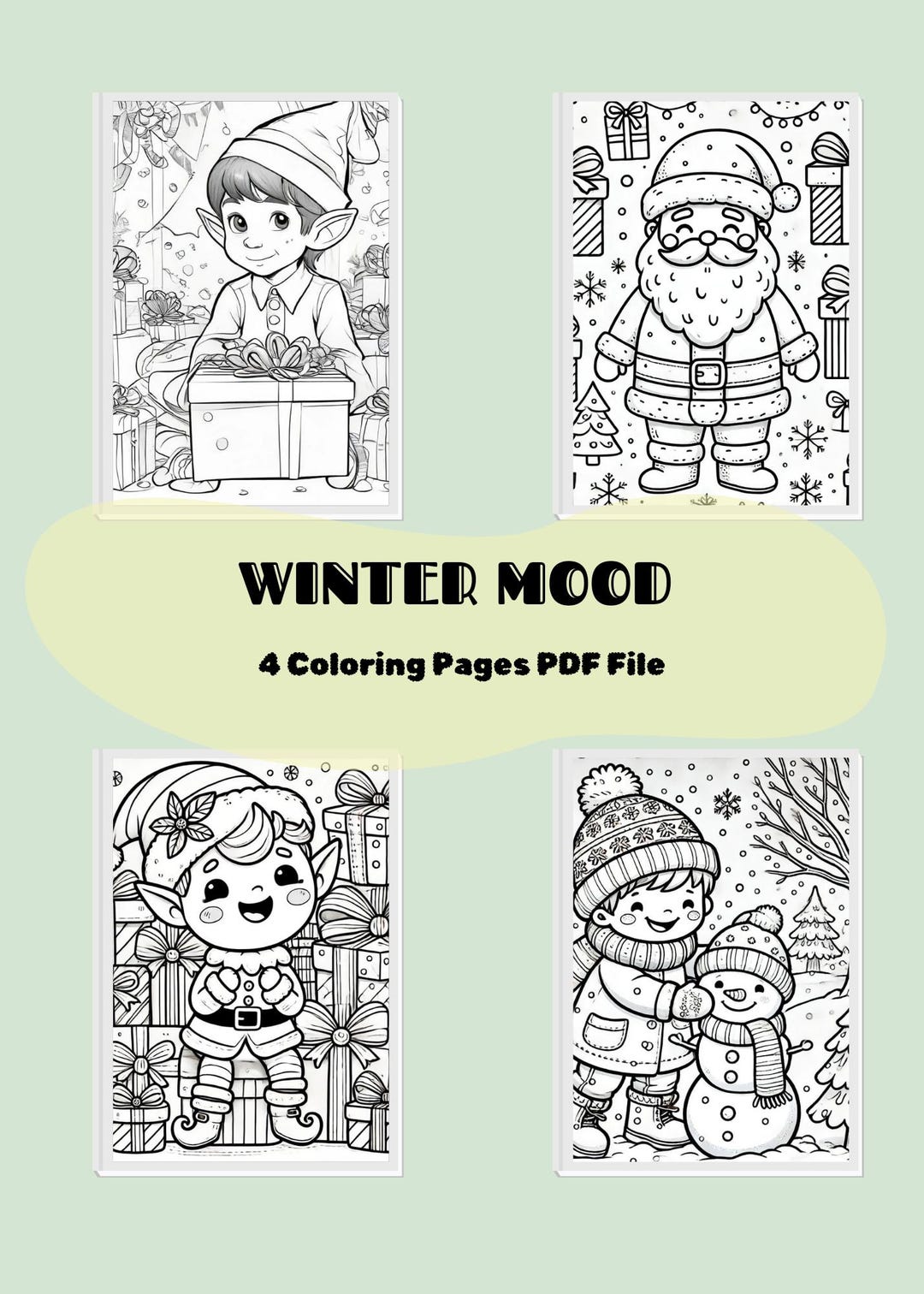 Printable Winter Theme, Coloring File for Kids and Adults Pdf - Etsy