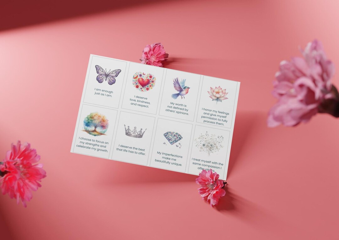 24 Self-compassion Affirmation Cards – Printable A4 Flashcards ...