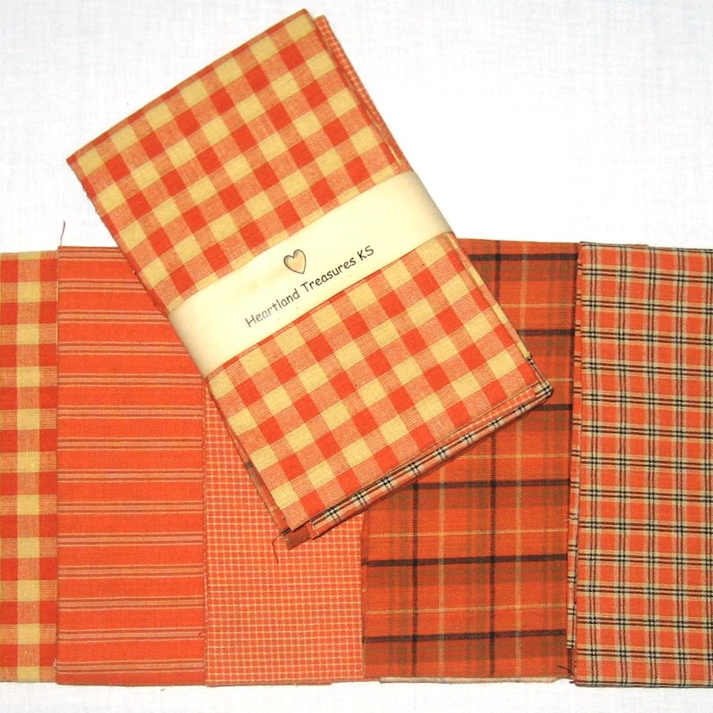 Orange Plaid Fabric - Etsy