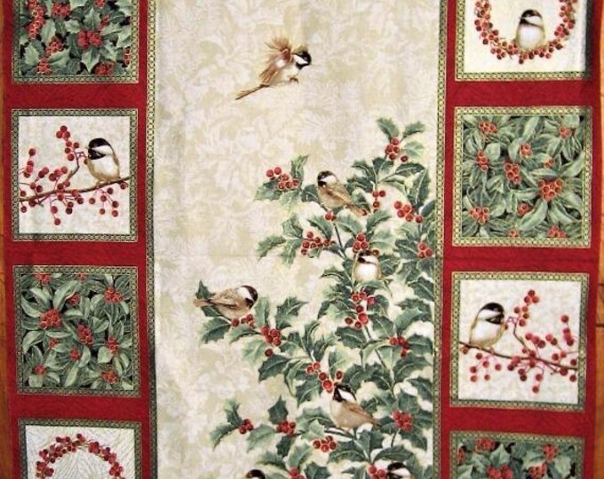 My Little Chickadee Christmas ~ Holly Cotton Fabric Panel 24" X 42" - Etsy