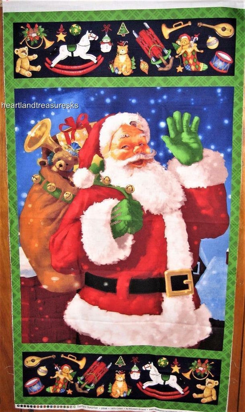 Santa's Surprise Christmas Santa Claus Cotton Fabric Panel - Etsy