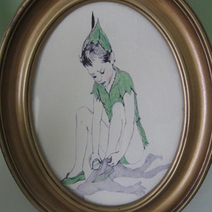 Vintage Peter Pan Framed Illustration | Etsy