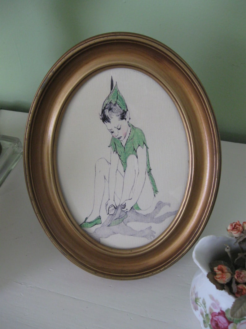 Vintage Peter Pan Framed Illustration | Etsy