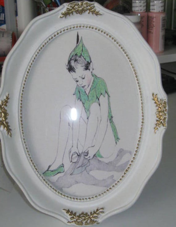 Vintage Peter Pan Framed Illustration | Etsy