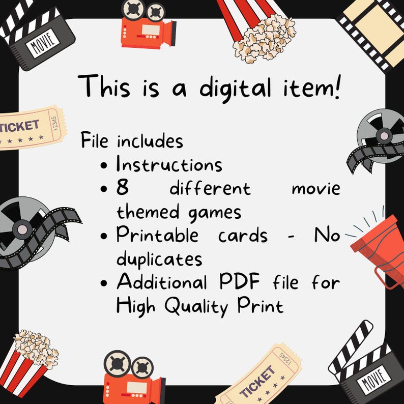 Movie Night Games: Printable Party Pack for Film Lovers – Fun ...
