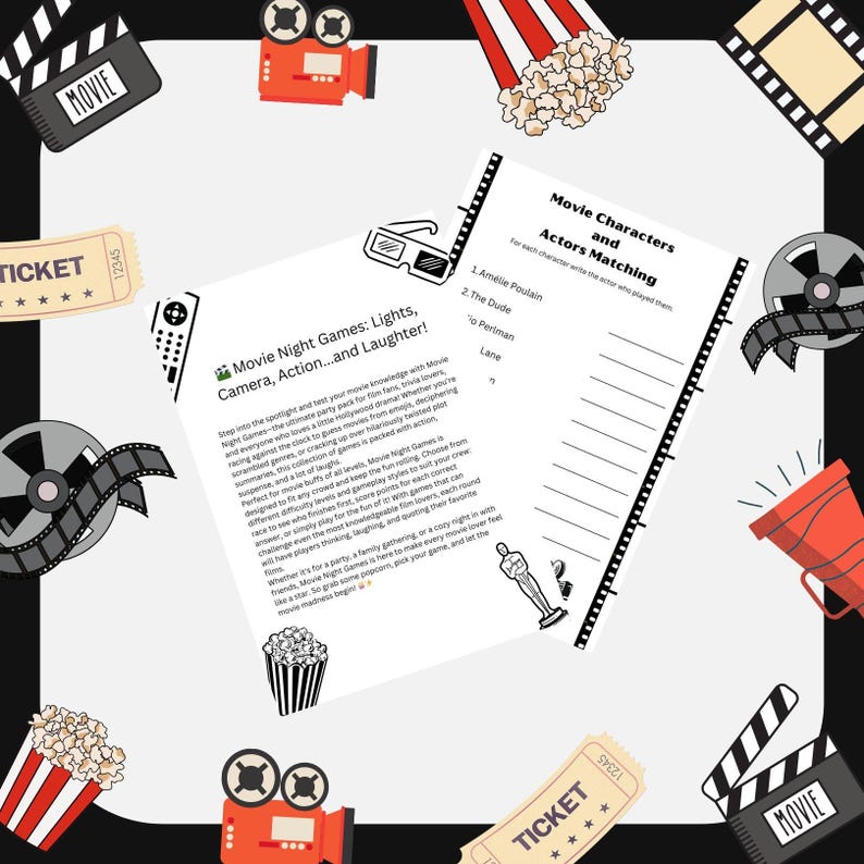 Movie Night Games: Printable Party Pack for Film Lovers – Fun ...